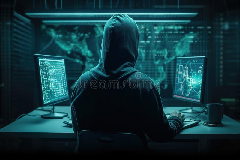 Hacker Using Abstract Laptop With Binary Code Digital Interface Cyber War Hacking And Malware