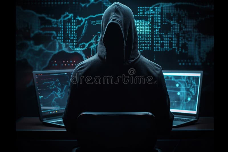Hacker Using Abstract Laptop With Binary Code Digital Interface Cyber