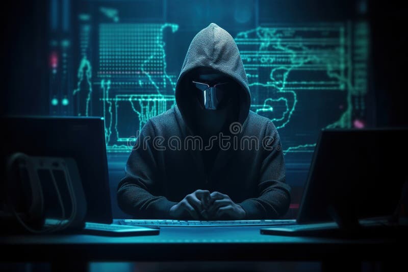 Hacker Using Abstract Laptop with Binary Code Digital Interface, Cyber ...