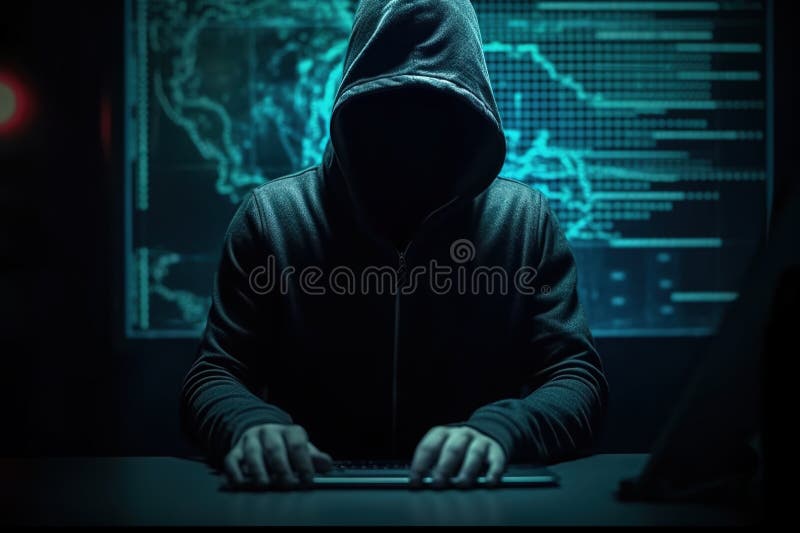 Hacker Using Abstract Laptop With Binary Code Digital Interface Cyber