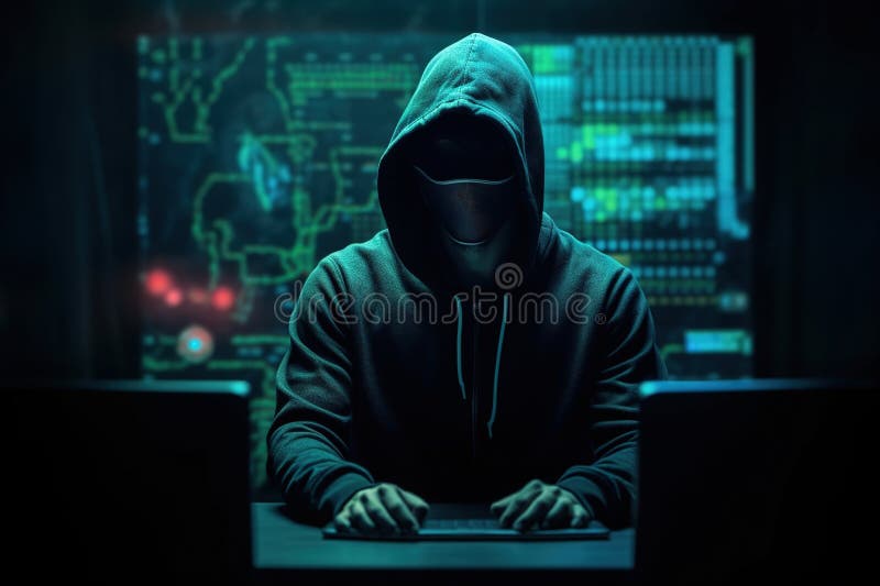 Hacker Using Abstract Laptop With Binary Code Digital Interface Cyber