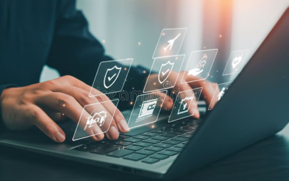 Hacker Using Advanced Virtual Interface Stock Illustration ...