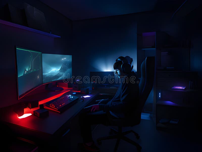 Hacker Using Computer with Laptop at Home Stock Illustration ...