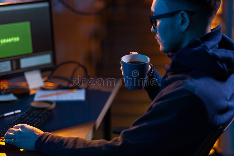 Hacker Using Computer Virus for Cyber Attack Stock Photo - Image of ...