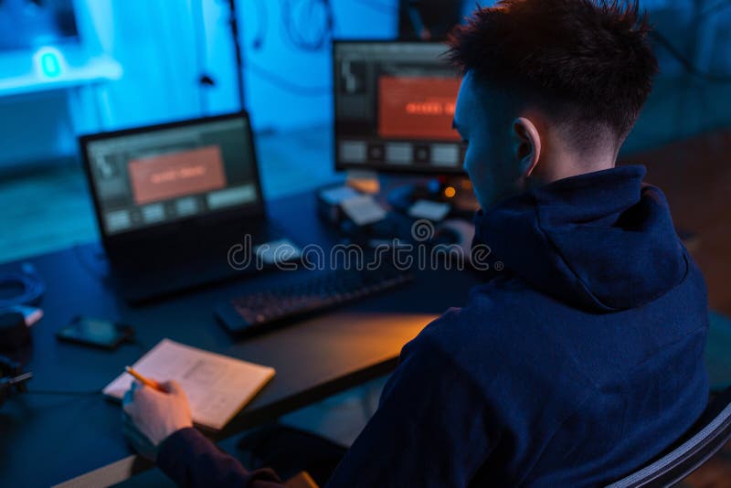 Hacker Using Computer Virus for Cyber Attack Stock Image - Image of ...