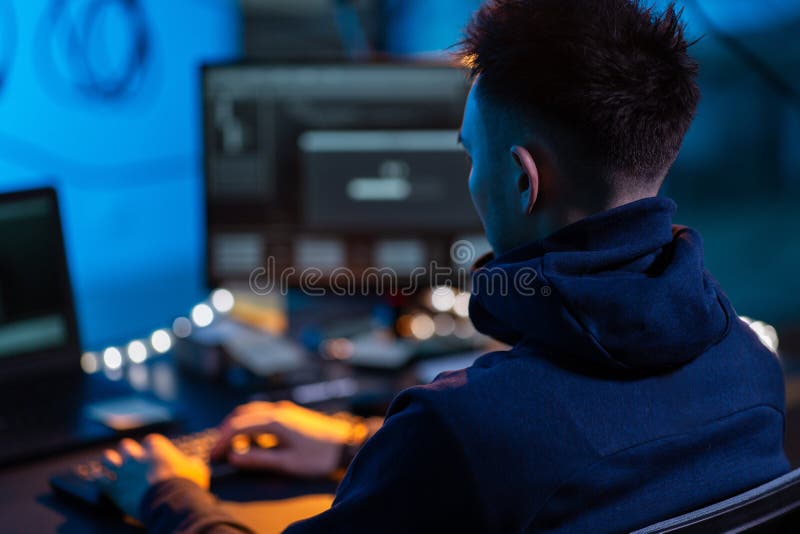 Hacker Using Computer Virus for Cyber Attack Stock Image - Image of ...