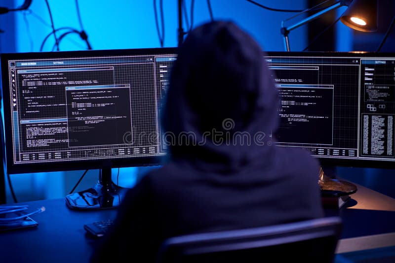 Hacker Using Computer Virus for Cyber Attack Stock Photo - Image of ...