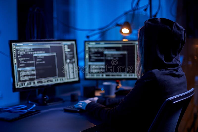 Hacker Using Computer Virus For Cyber Attack Stock Image Image Of Indoors Adult 255397575