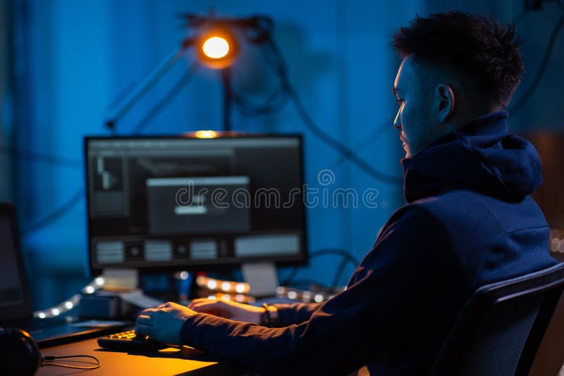 Hacker Using Computer Virus for Cyber Attack Stock Photo - Image of ...