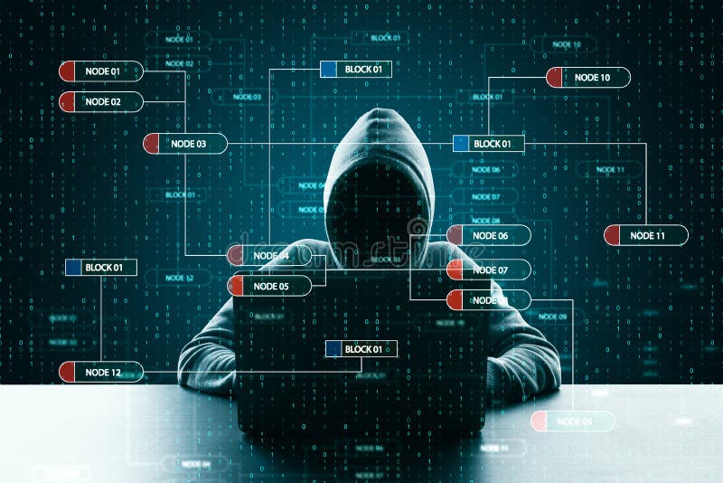 Hacker Using Creative Big Data Interface Stock Photo - Image of ...