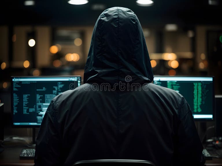 A Hacker Using Digital Codes Stock Illustration - Illustration of ...