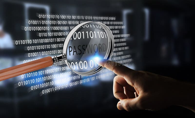 Hacker Using Digital Magnifying Glass To Find Password 3D Render Stock ...