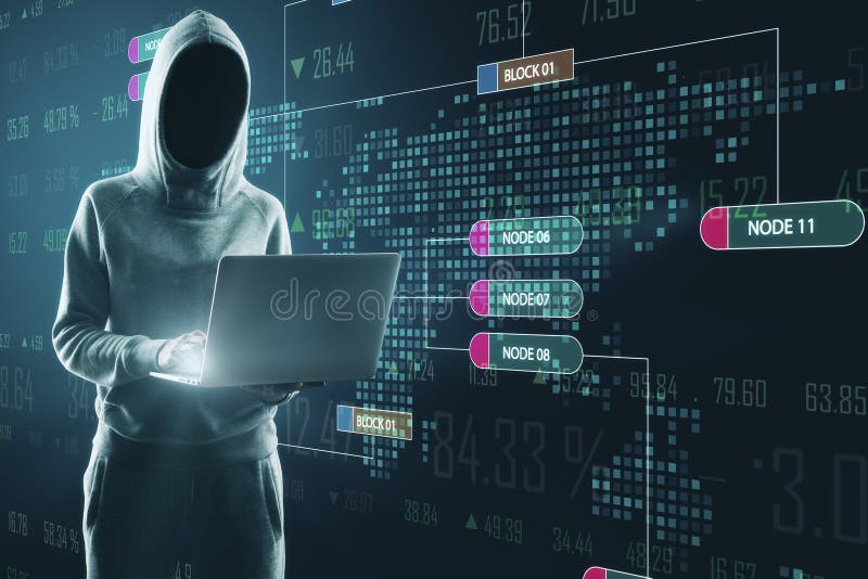 Hacker Using Glowing Big Data Interface Stock Image - Image of ...