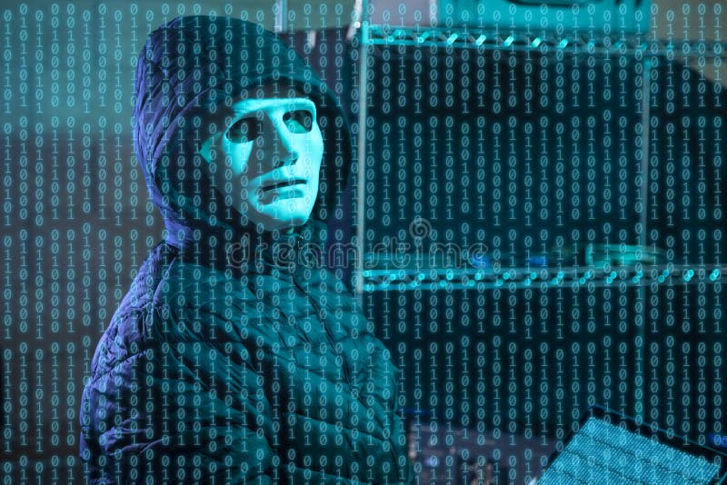 Hacker Using Laptop With Binary Code Stock Image Image Of Data Blue 189726413
