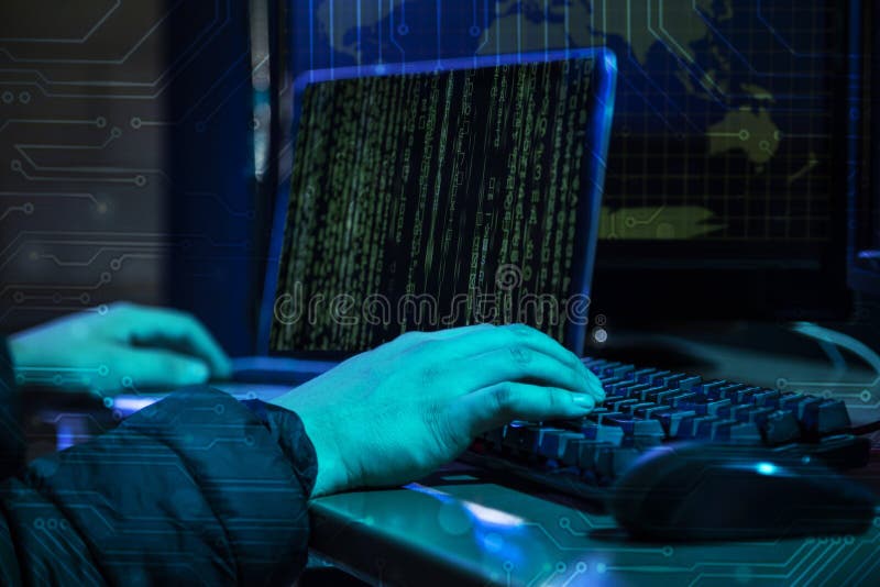 Hacker Using Laptop with Binary Code Stock Image - Image of hidden, mysterious: 189726429