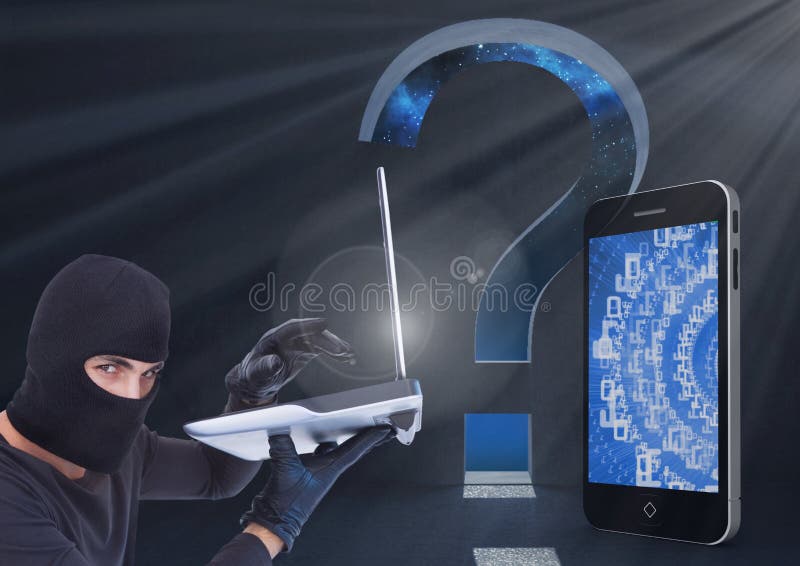 Hacker Using a Laptop and Watching the Lens Stock Photo - Image of ...