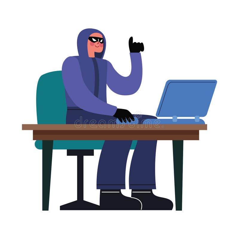 Hacker using laptop stock vector. Illustration of crime - 253372417