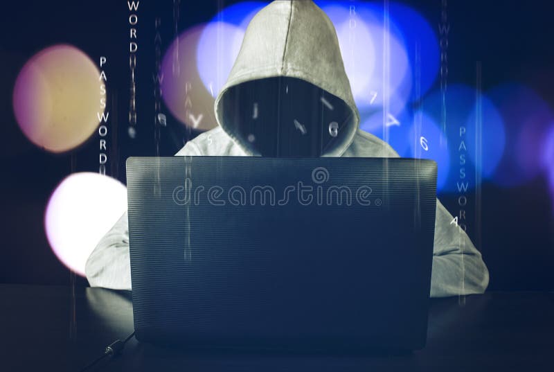 Hacker Using Laptop. Hacking the Internet Stock Photo - Image of light ...