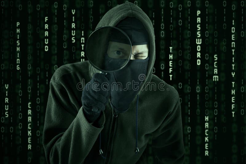 Hacker Using Magnifying Glass Stock Image - Image of hacker, cyber ...