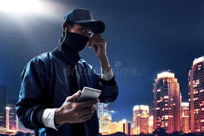 Hacker using mobile phone stock photo. Image of access - 101074822