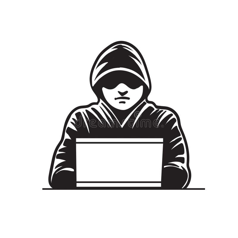 Hacker Using Notebook Against Cyber Security Stock Vector Illustration Of Safety Silhouette