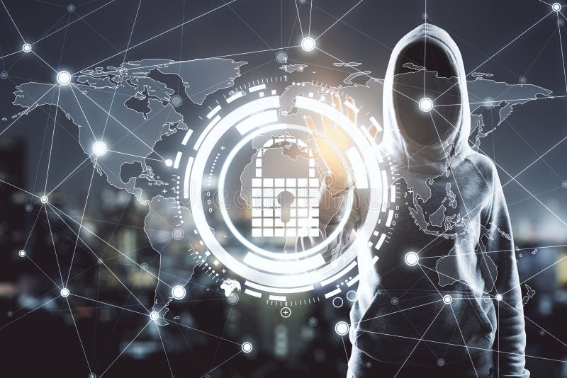 Hacker Using Padlock Interface Stock Image - Image of crime, connection ...