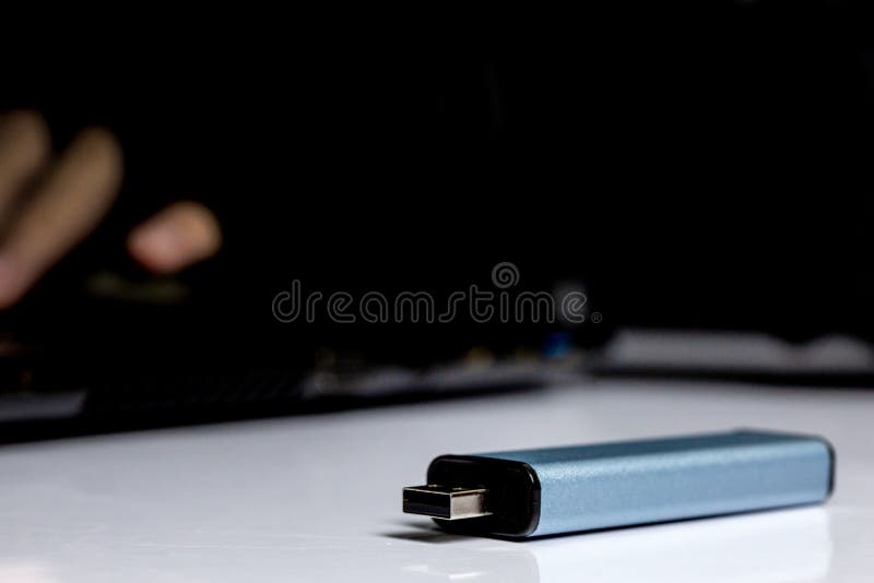 Hacker Using USB Flash Drive for Theft the Information Stock Image ...