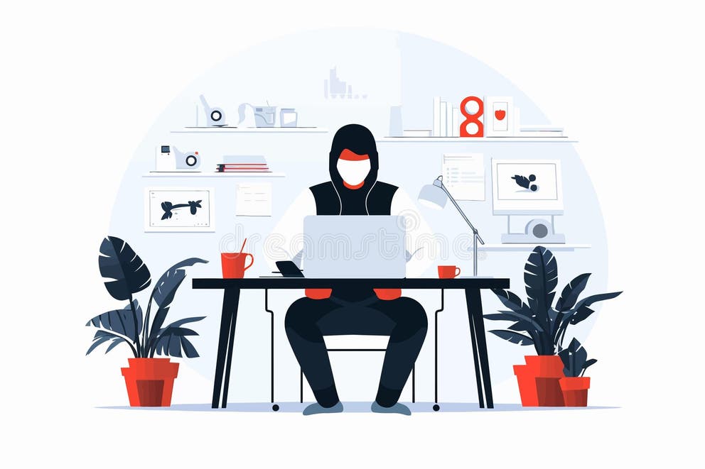 Hacker Vector Flat Minimalistic Asset Isolated Illustration Stock ...