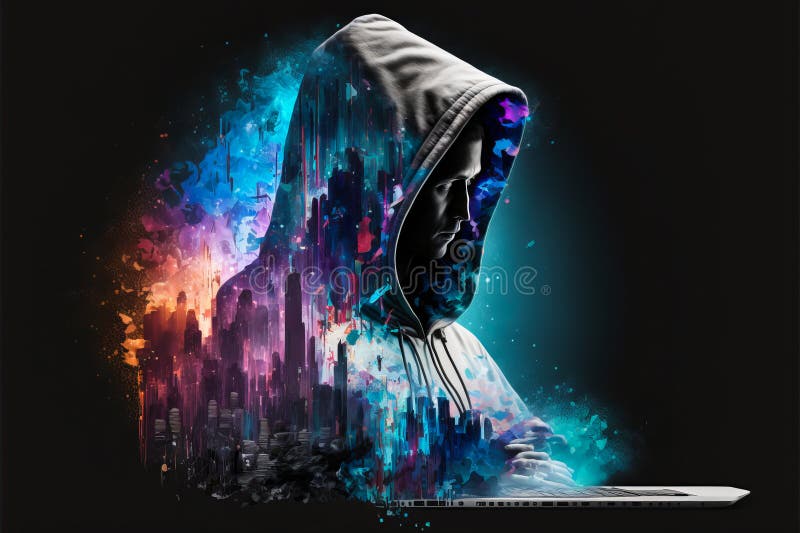 Hacker in Virtual World. Generative Ai Stock Illustration ...