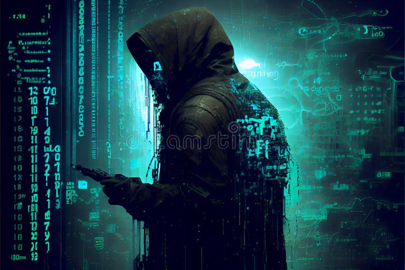 Hacker in Virtual World. Generative Ai Stock Illustration ...