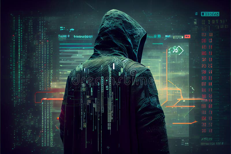 Hacker in Virtual World. Generative Ai Stock Illustration ...