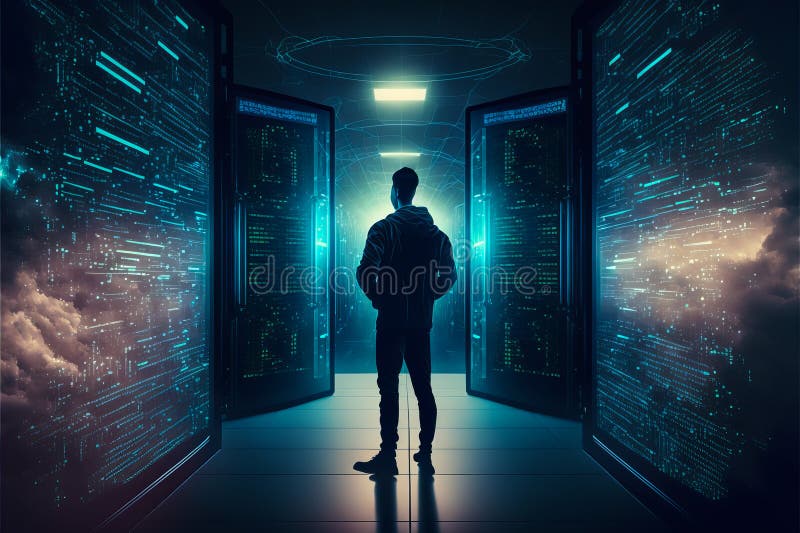 Hacker in Virtual World. Generative Ai Stock Illustration ...
