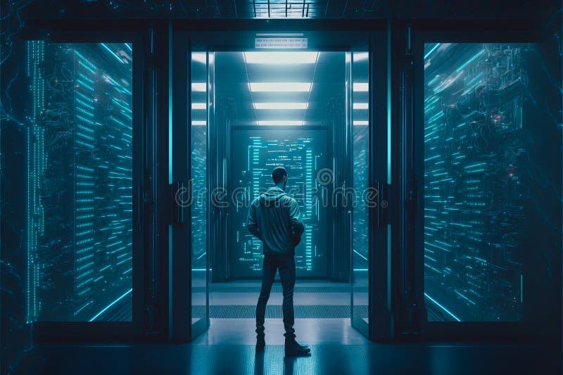 Hacker in Virtual World. Generative Ai Stock Illustration ...