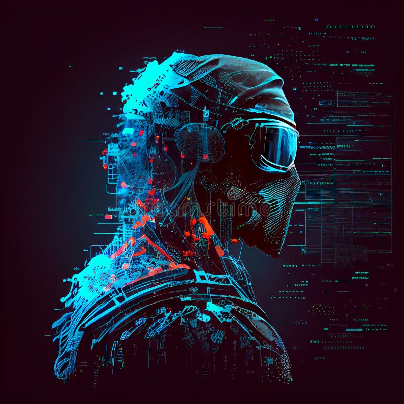 Hacker in Virtual World. Generative Ai Stock Illustration ...
