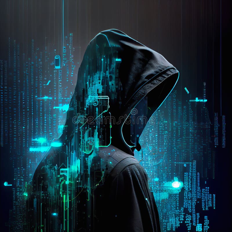 Hacker in Virtual World. Generative Ai Stock Illustration ...
