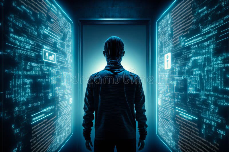 Hacker in Virtual World. Generative Ai Stock Illustration ...