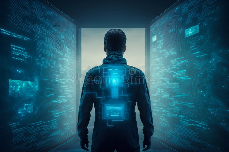 Hacker in Virtual World. Generative Ai Stock Illustration ...