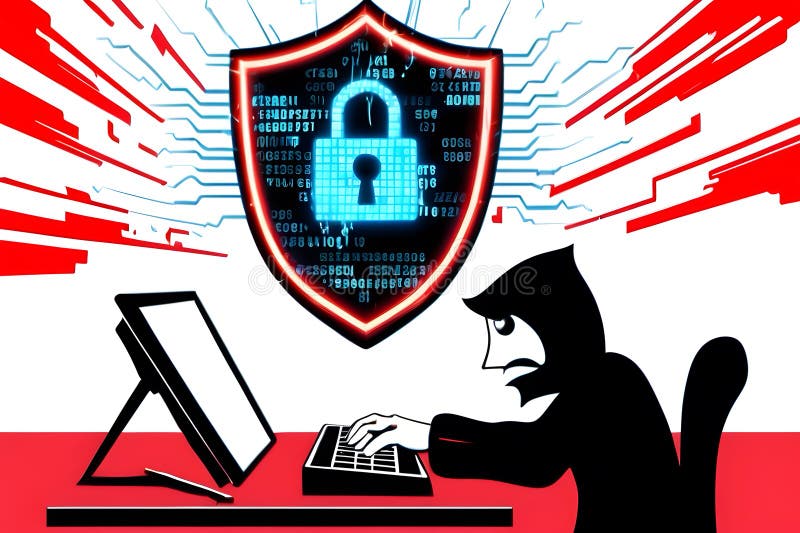Hacker Vs. Defense: a Black, Shadowy Figure of a Hacker ,cyber Attack ...