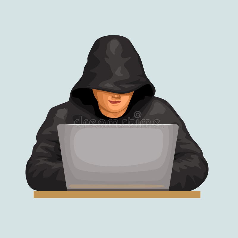 Hacker Wearing Black Clothes Front Stock Vector - Illustration of ...