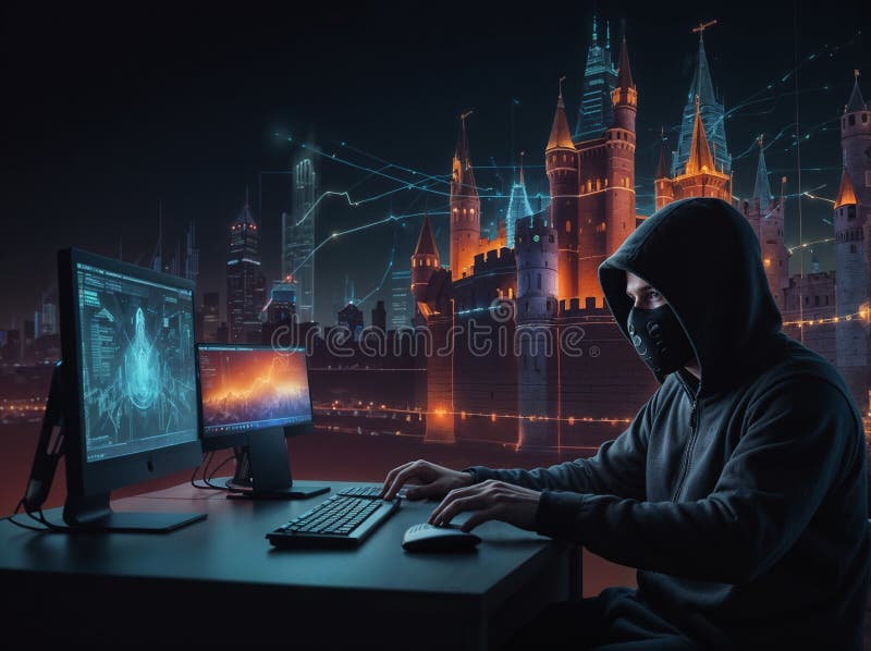Hacker Who is Monitoring the Internet Network Stock Photo - Image of ...