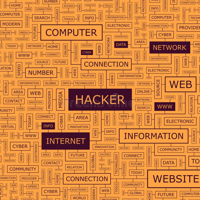 Hacker Word Cloud Concept in Red Caps Stock Illustration - Illustration ...