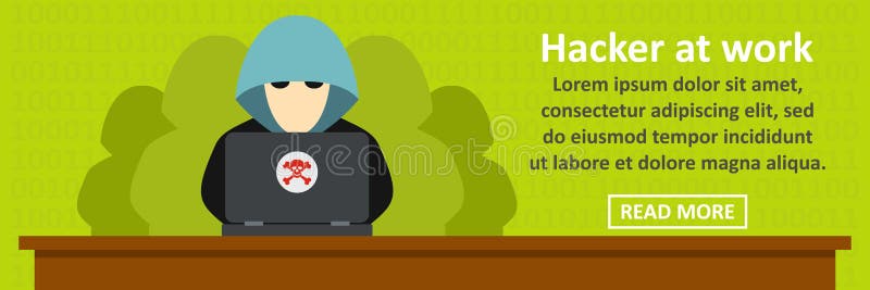 Hacker at Work Banner Horizontal Concept Stock Vector - Illustration of ...