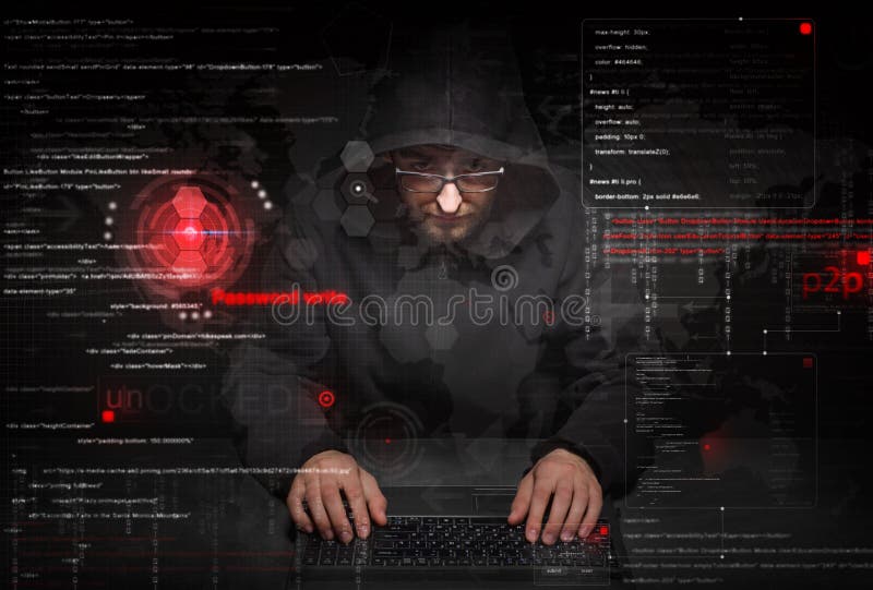 Hacker at work stock image. Image of computer, criminal - 79262193