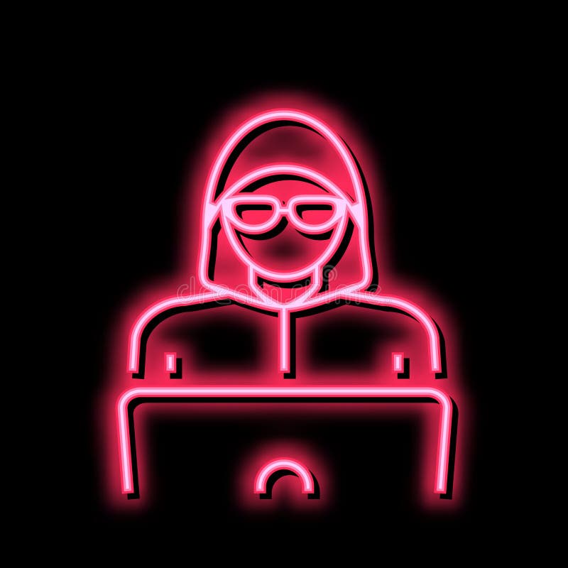 Hacker Work at Laptop Color Icon Vector Illustration Stock Vector ...