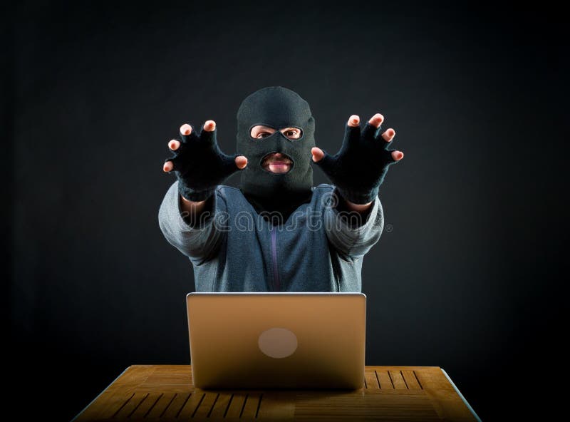 Hacker at work stock photo. Image of internet, balaclava - 61864784