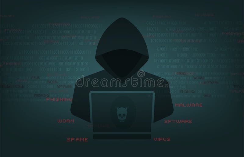 Hacker at Work with User Interface Stock Vector - Illustration of ...