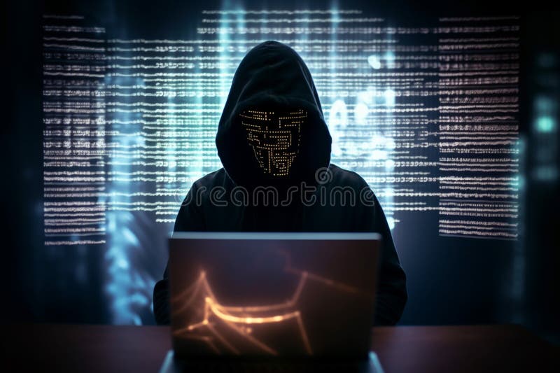 A Hacker Working On Computerinternet Security Network Programming Generative Ai Stock 6377