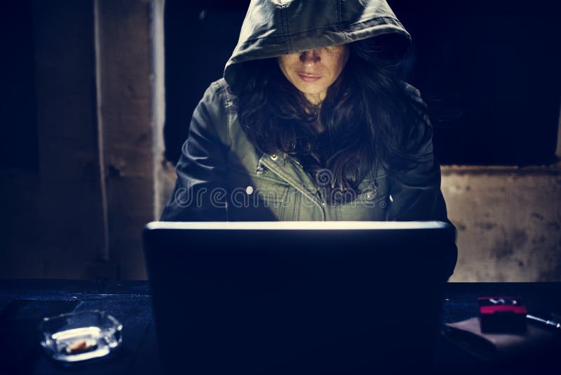 Hacker Working on Computer Cyber Crime Stock Image - Image of fraud ...