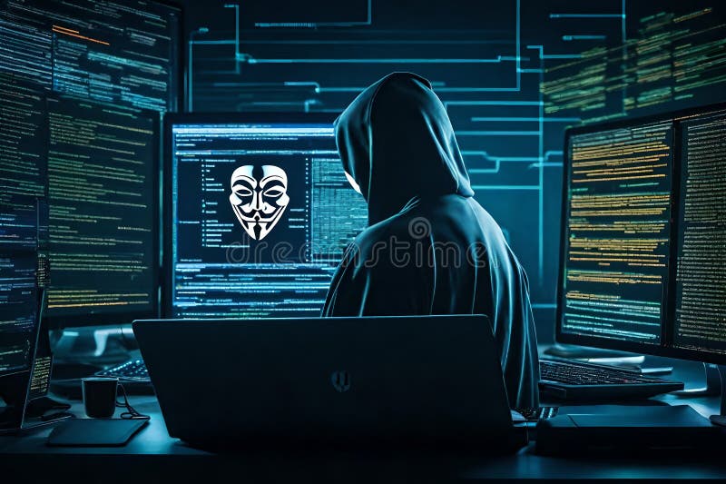 A Hacker Working on a Computer - Generative AI Stock Illustration ...