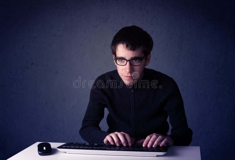Hacker Programing in Technology Enviroment with Cyber Icons Stock Image ...